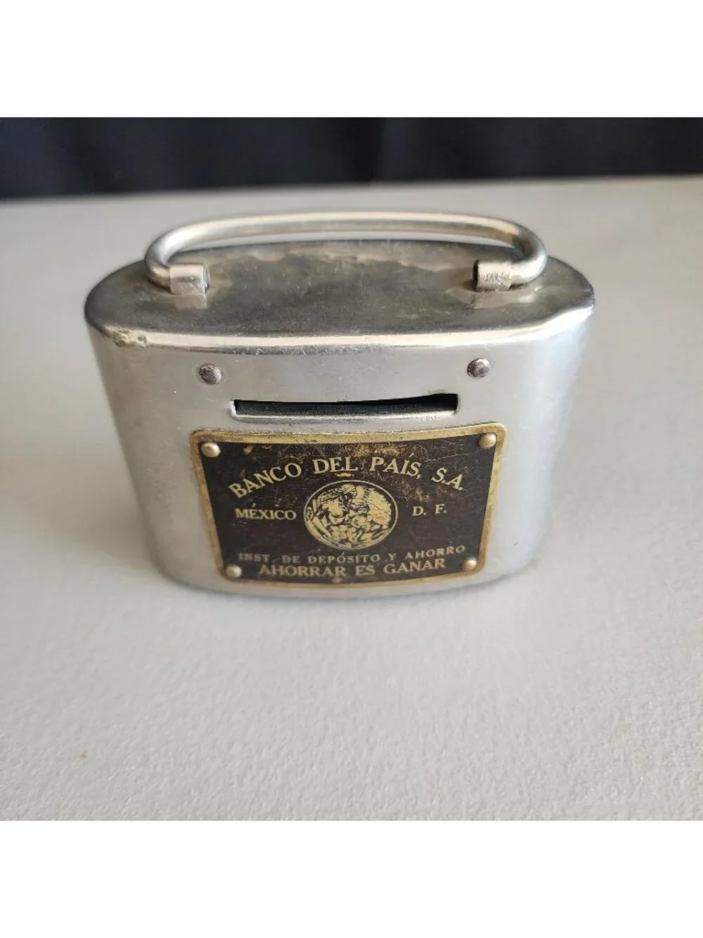 Vintage | Other | Vintage Banco Del Pais Sa Mexico Metal Coin Bank ...